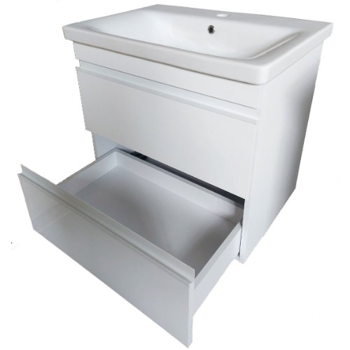 "Тумба Devit Frame 753065W Белая Глянцевая 65См с Раковиной и Сифоном 650Х455Х600", 650х455х600 ...